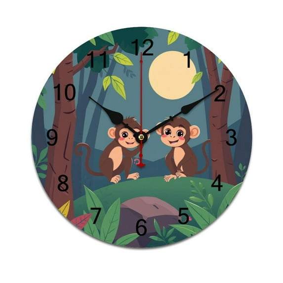 Jungle Monkeys Night Silent Wall Clock Movement Battery Clock Mechanism ...