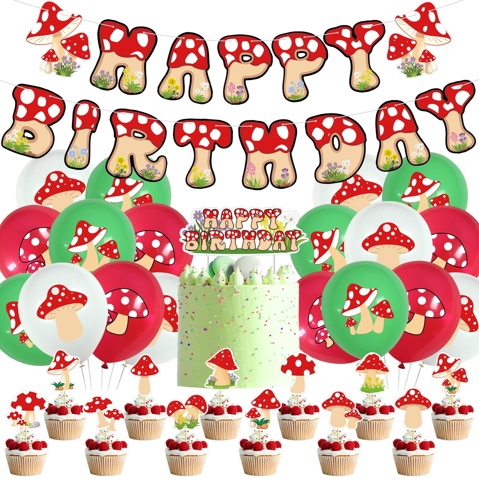 Jungle Mushroom Birthday Party MMF7 Decoration Set Include Banner ...