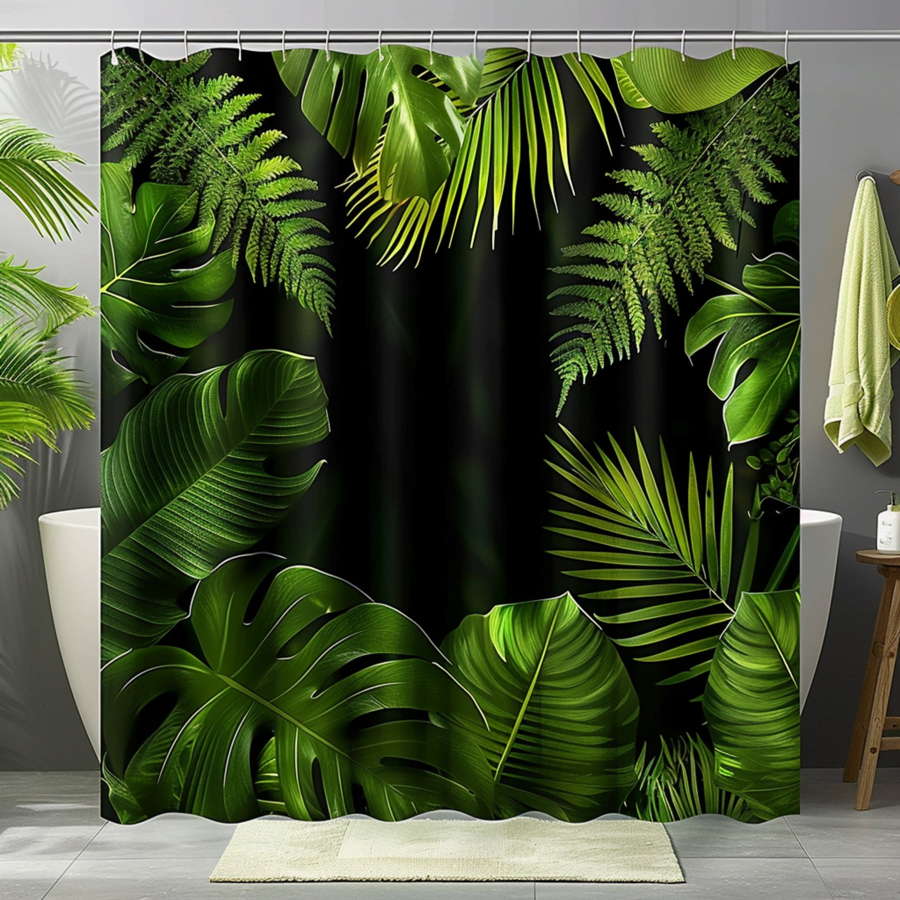 Jungle Paradise Shower Curtain Tropical Rainforest Design with Foliage ...