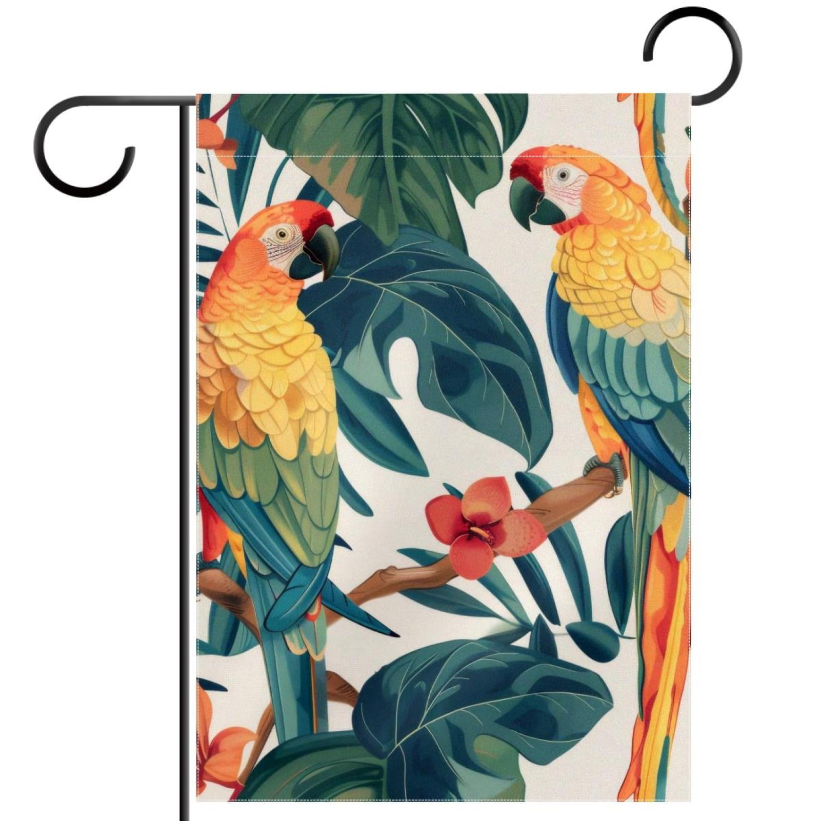 Jungle Parrots Pattern Welcome Garden Flags, 12 x 18 Inch Double Sided ...