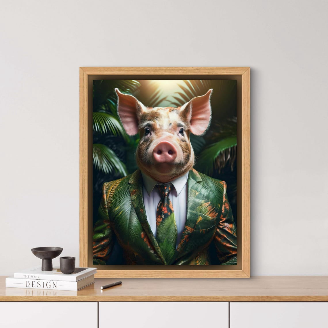 Jungle Pig In Suit, Ai Generated, Suit, Animal Portrait, Jungle, Digi ...