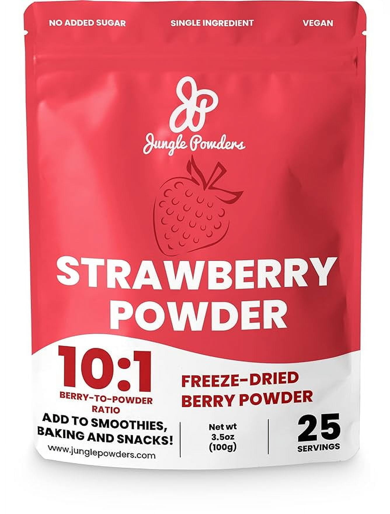 Jungle Powders Authentic Strawberry Powder For Smoothie 3.5oz, 100% ...