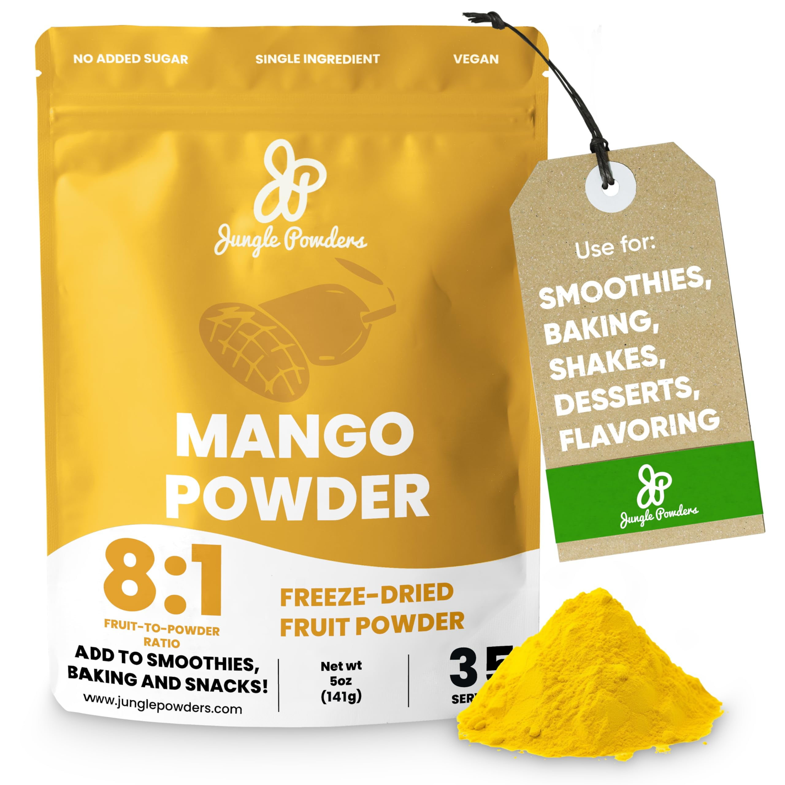 Jungle Powders Freeze Dried Mango Powder 5 Ounce Bag, Alphonso Mango ...