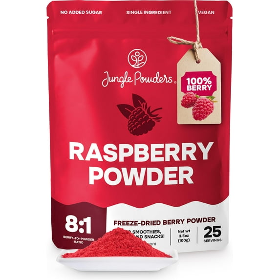 Jungle Powders Raspberry Powder BDF32 3.5 Ounce Bag, Powdered Unsweetened Freeze Dried ...