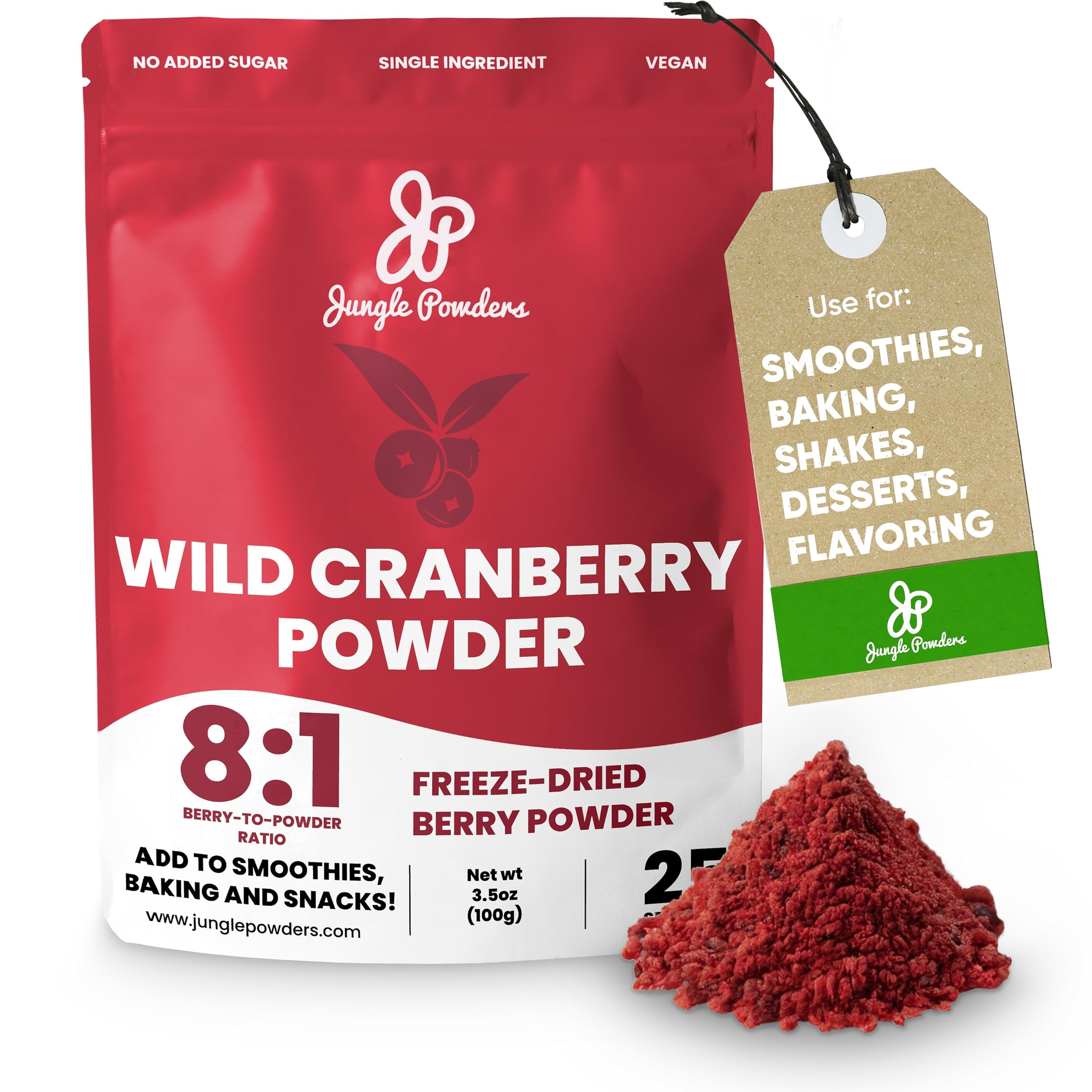 Jungle Powders Wild Cranberry DEF29 Powder 3.5 Ounce Freeze Dried ...