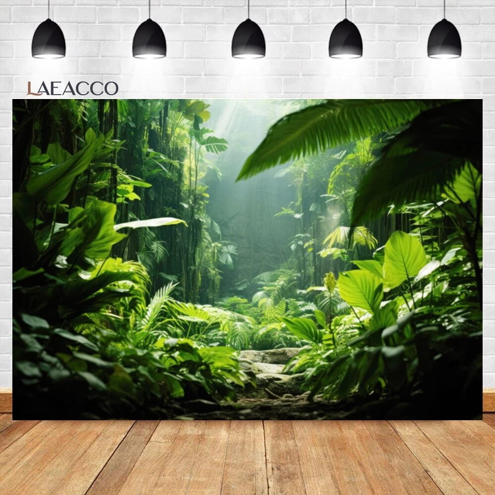 Jungle Rainforest Backdrop Spring Enchanted Nature Tree Green Blooming ...