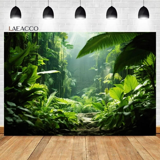 Jungle Rainforest Backdrop Spring Enchanted Nature Tree Green Blooming ...