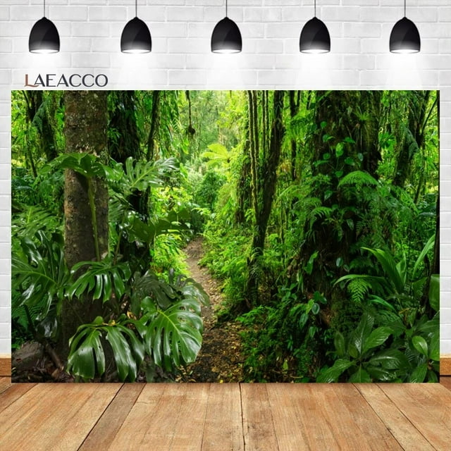 Jungle Rainforest Backdrop Spring Enchanted Nature Tree Green Blooming ...