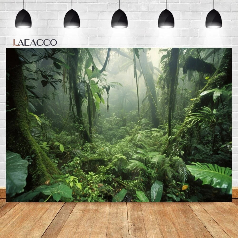 Jungle Rainforest Backdrop Spring Enchanted Nature Tree Green Blooming ...