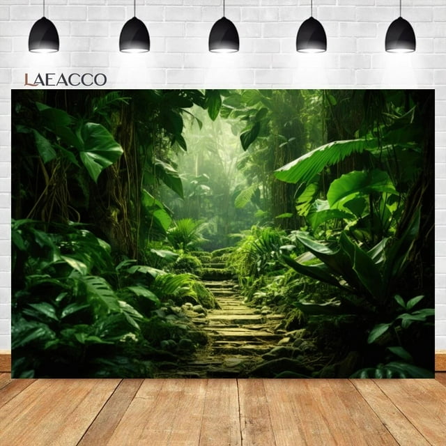 Jungle Rainforest Backdrop Spring Enchanted Nature Tree Green Blooming ...