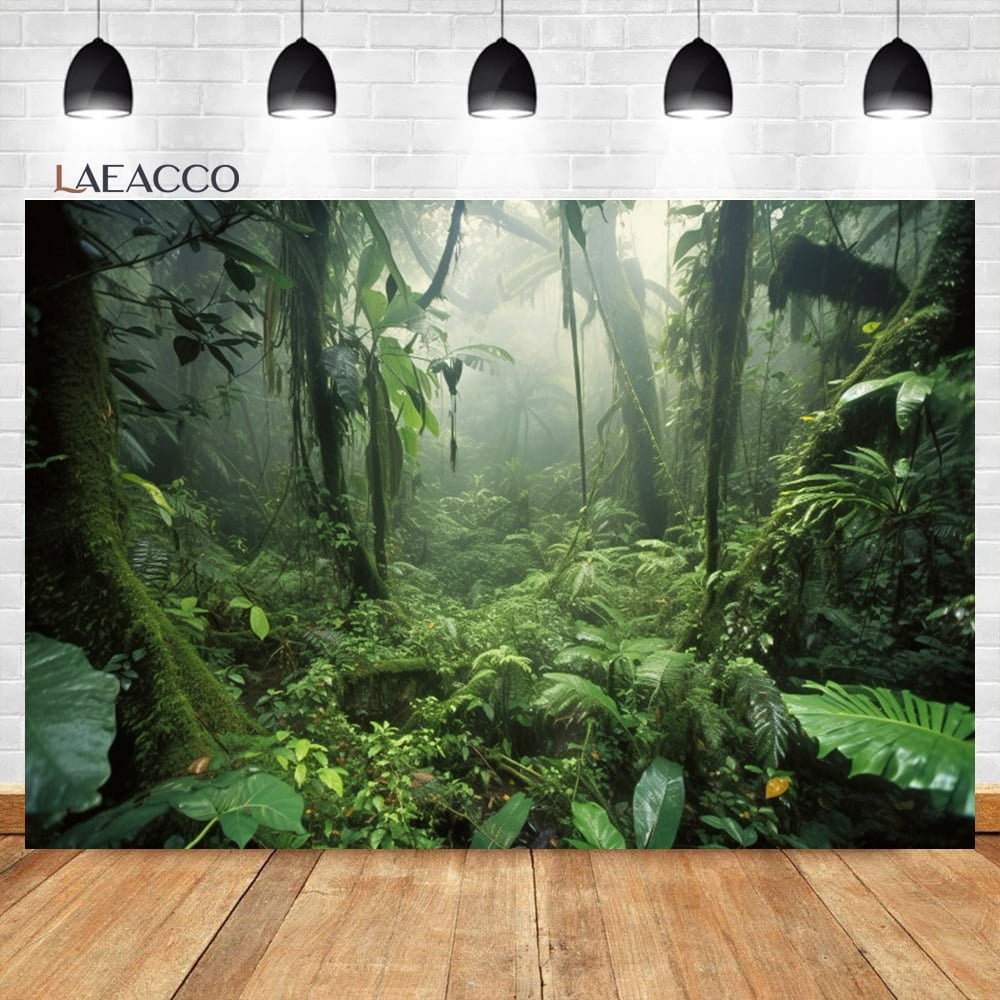 Jungle Rainforest Backdrop Spring Enchanted Nature Tree Green Blooming ...