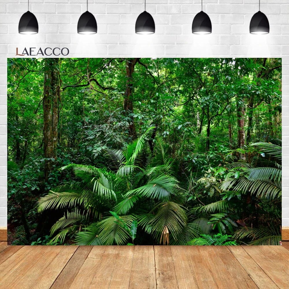 Jungle Rainforest Backdrop Spring Enchanted Nature Tree Green Blooming ...
