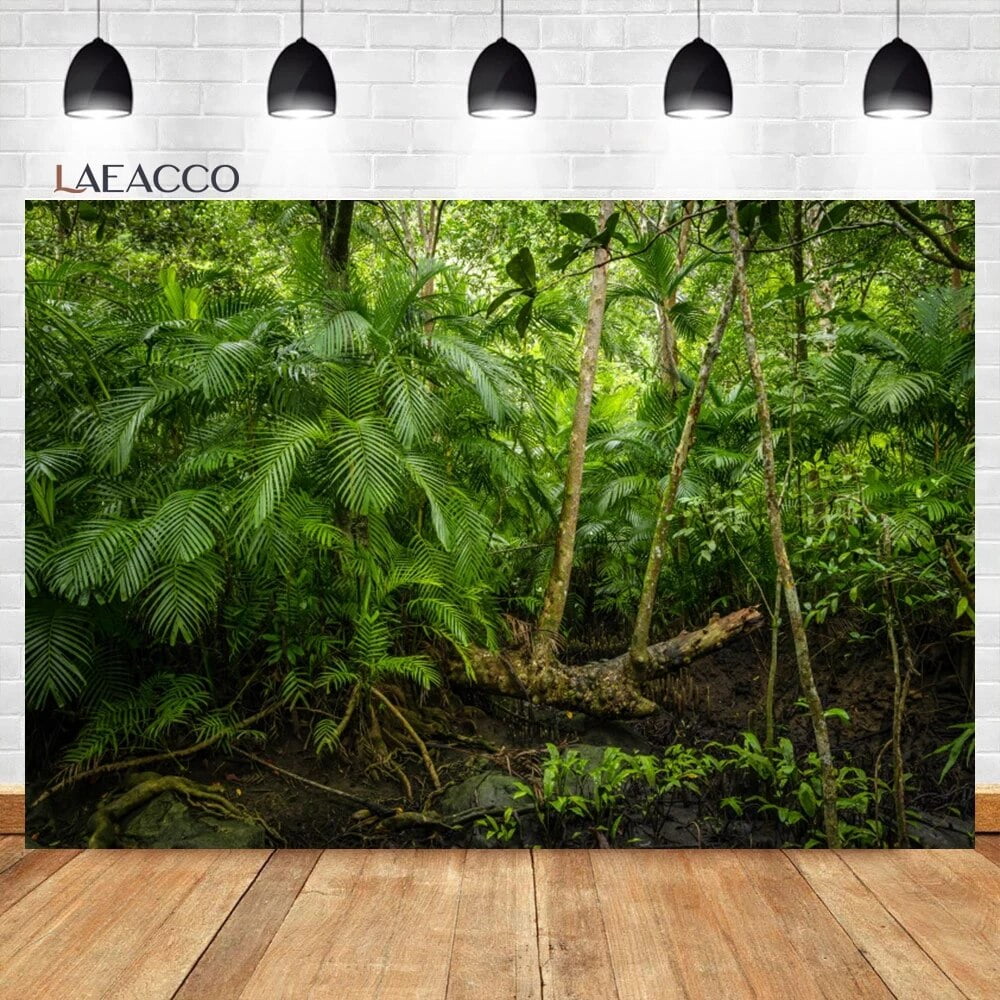 Jungle Rainforest Backdrop Spring Enchanted Nature Tree Green Blooming ...