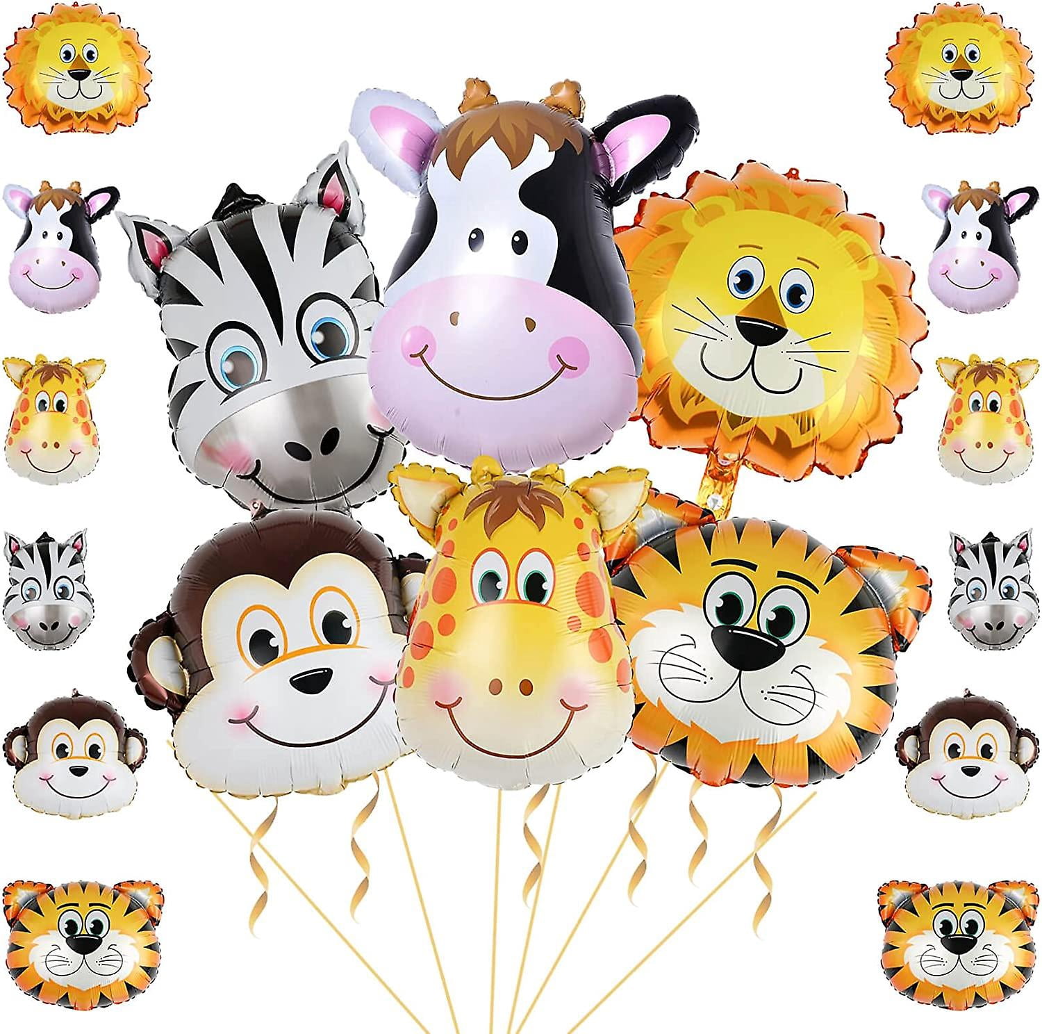 Jungle Safari Animal Balloons 18pc - Tiger/Zebra/Giraffe Foil Decor for ...