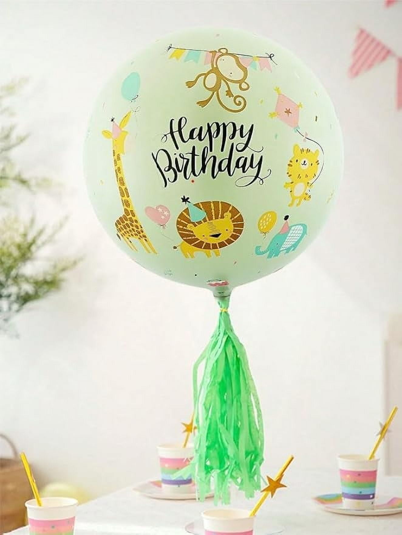 Jungle Safari Animal Theme Happy Birthday 4D Balloon with Tassel ...
