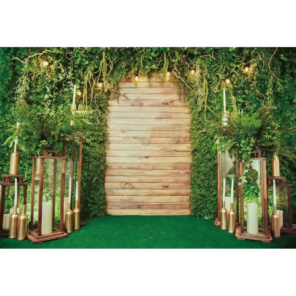 Jungle Safari Baby Birthday Party Backdrop Green Leaves Grass Baby ...