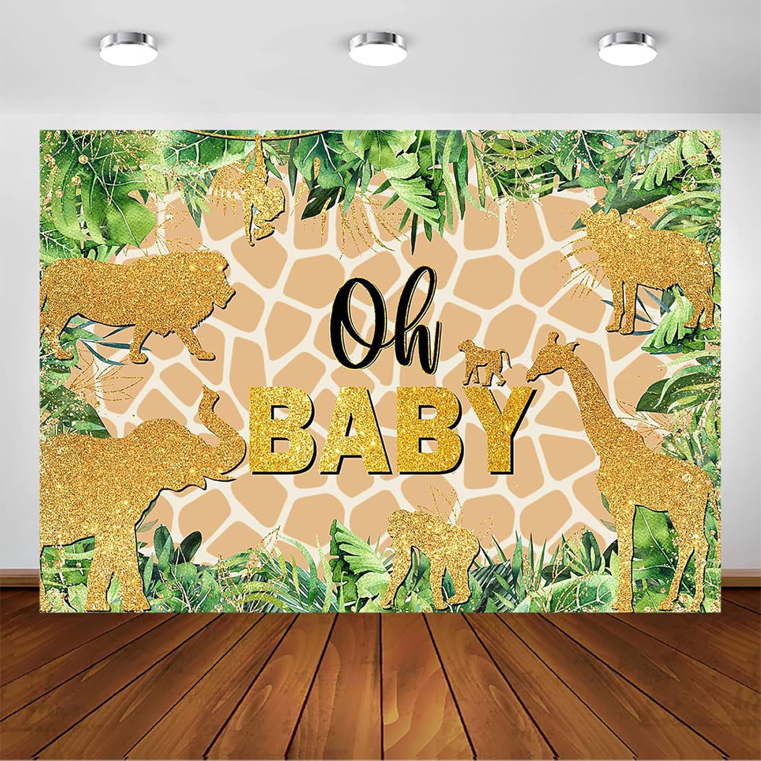 Jungle Safari Baby Shower Backdrop Jungle Animals Oh Baby Party ...