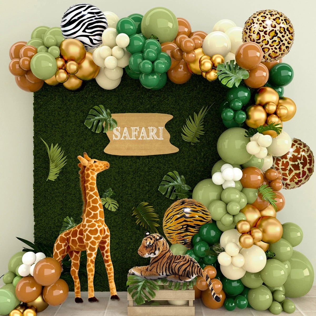 Jungle Safari Birthday Party Animal Balloon Garland Arch Kit Deer Pattern Kid Boy Baby Shower ...