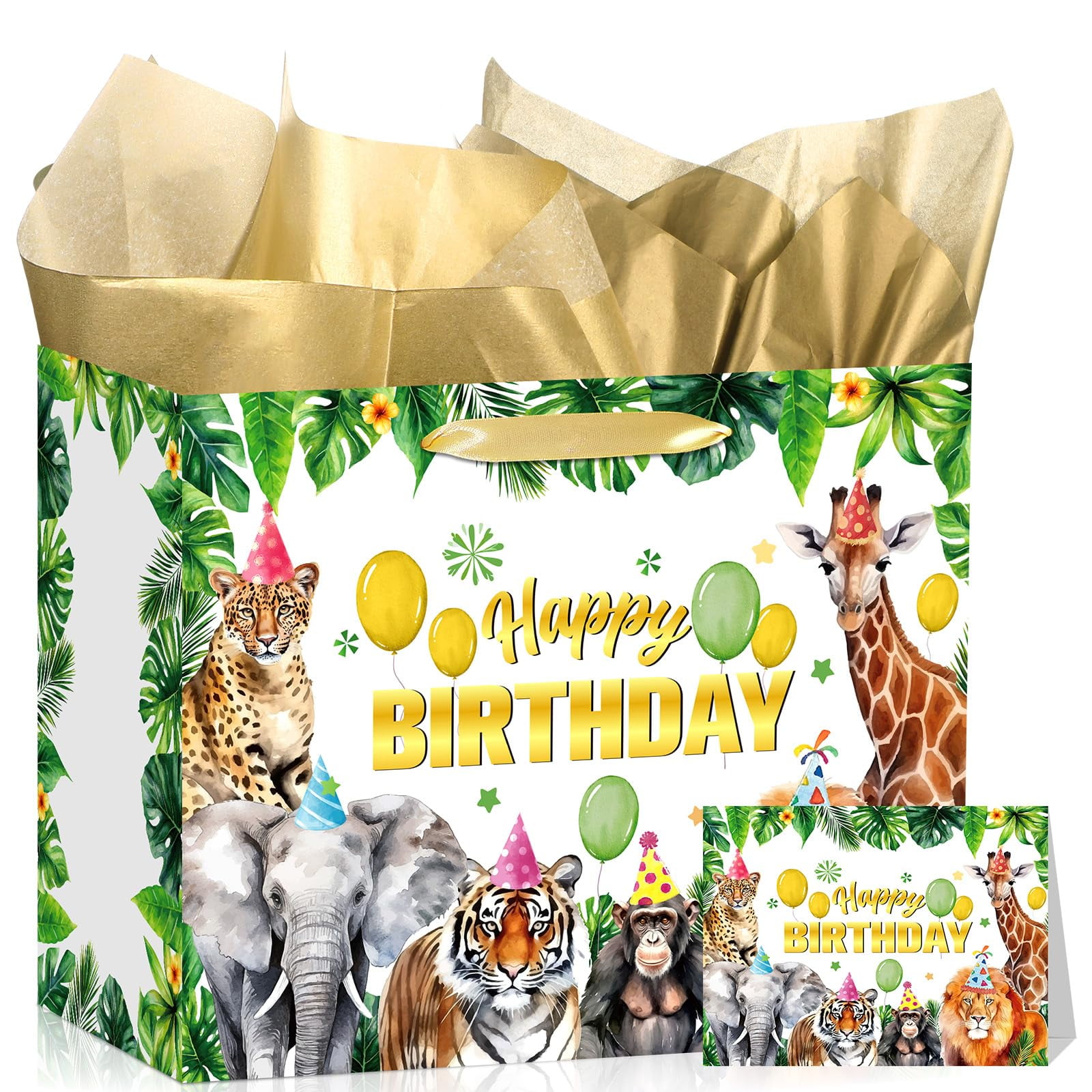 Jungle Safari Birthday PriNst Gift Large Wild Animal with Tissue Paper ...