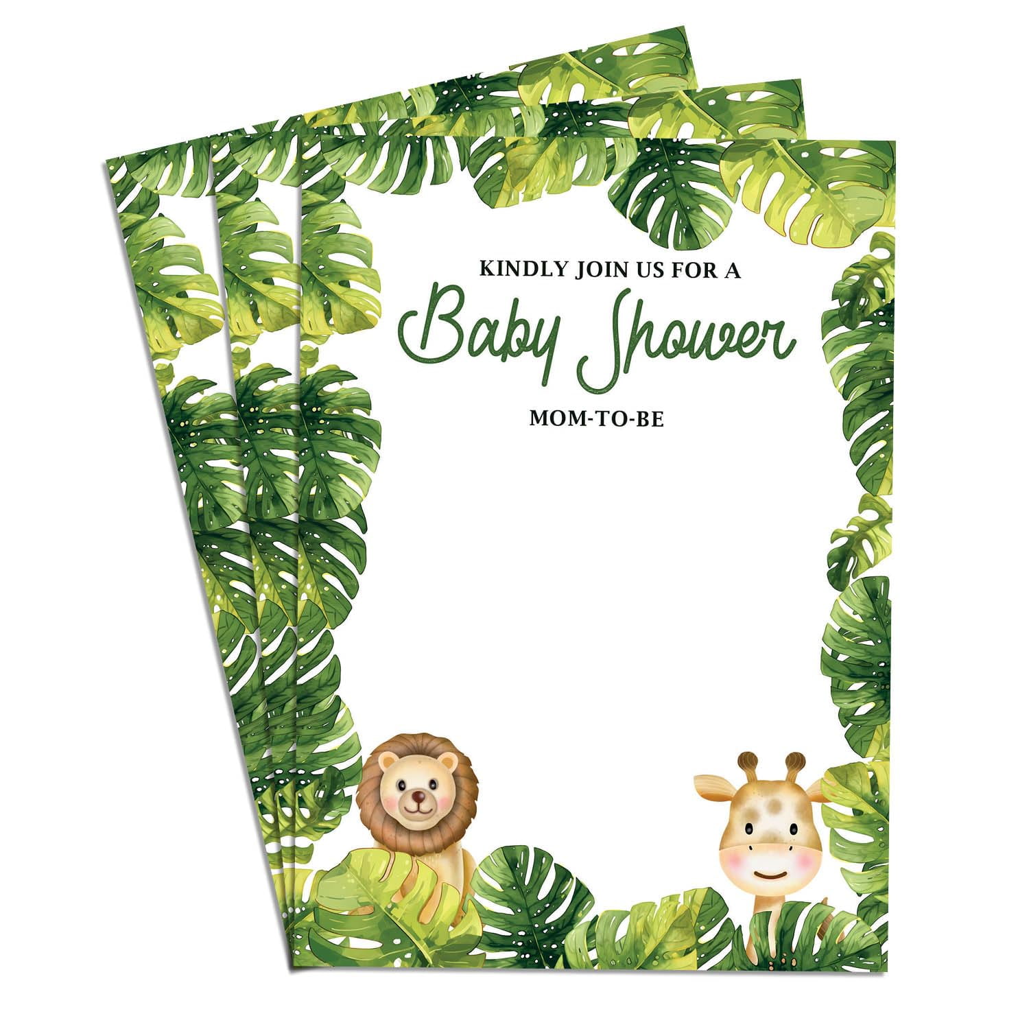 Jungle Safari Elegant Baby Shower Invitations Card High-Quality Set of ...