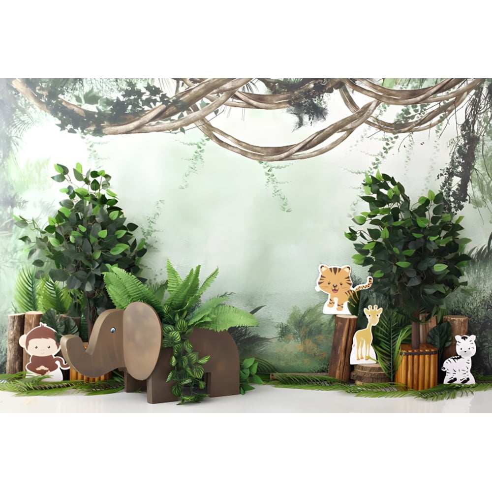 Jungle Safari Farm Animals Party Backdrop for Photography Newborn Baby ...
