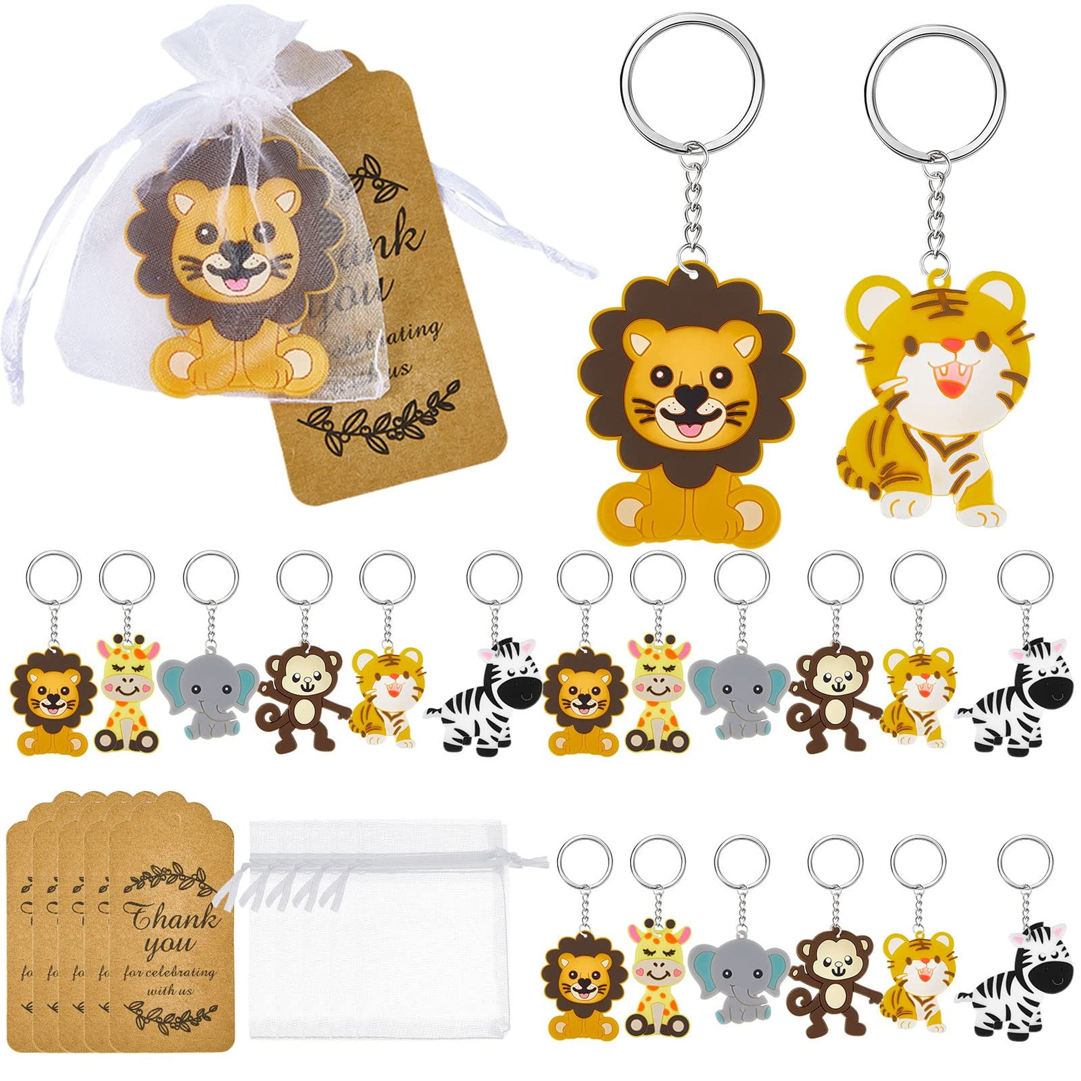 Jungle Safari Keychain Set - 90 Adorable Keychains with Tags and ...
