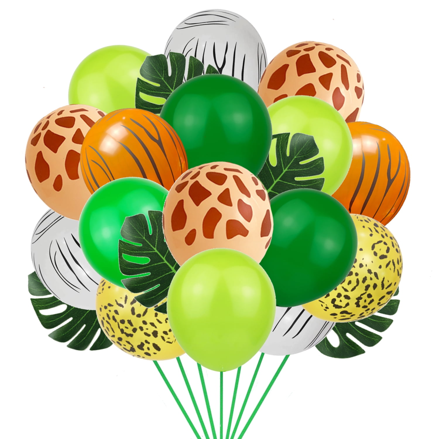 Finypa Lightweight Safari Animal Balloons, Latex Green, 12 Inch, 67 ...