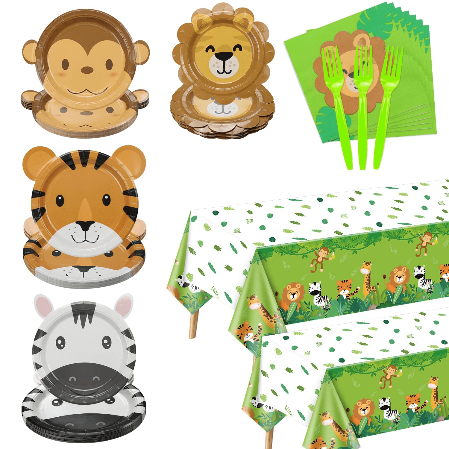Jungle Safari Party Decorations - Include Animal Shaped Plates, Safari ...