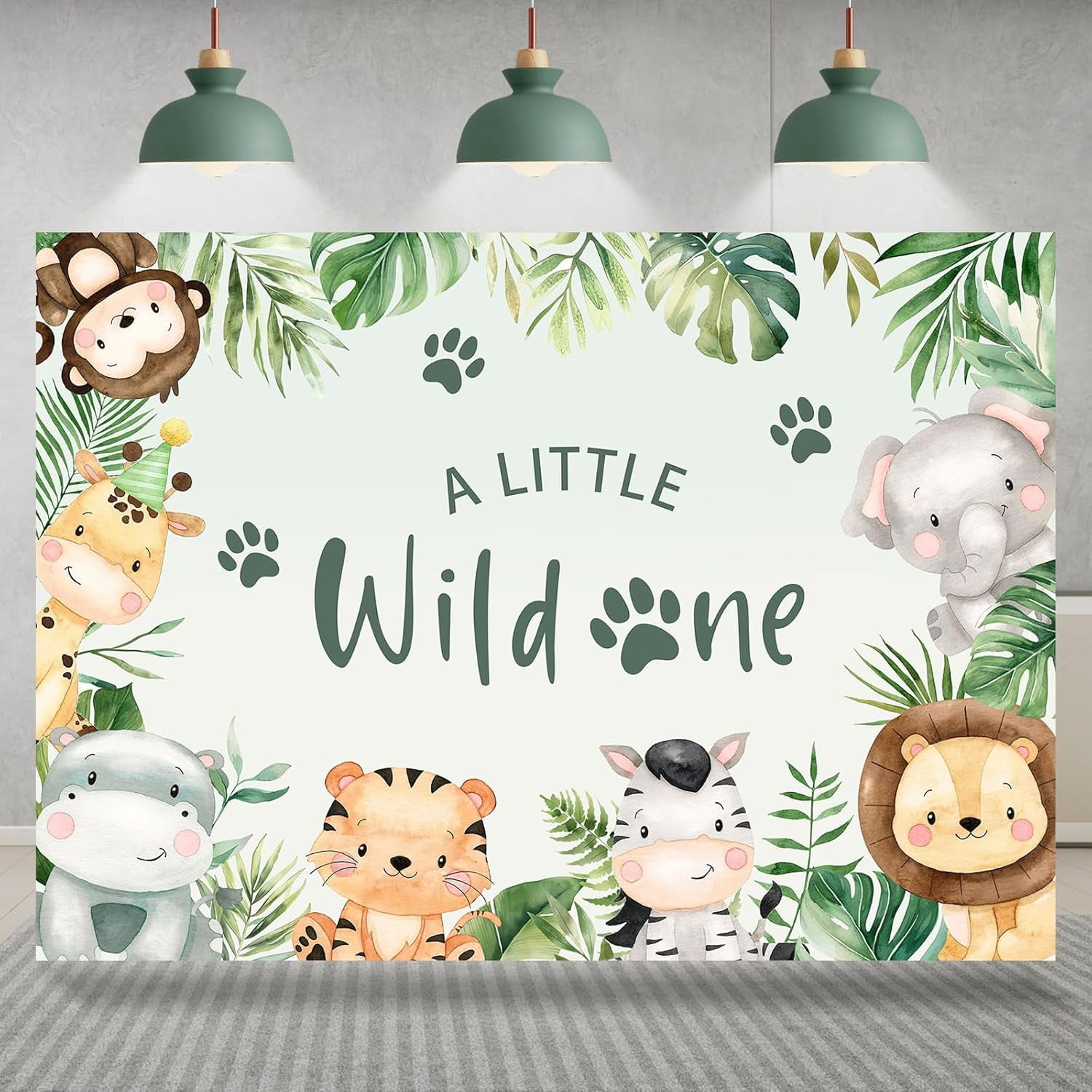 Jungle Safari Theme 1st Birthday Backdrop for Boys A Little Wild One ...