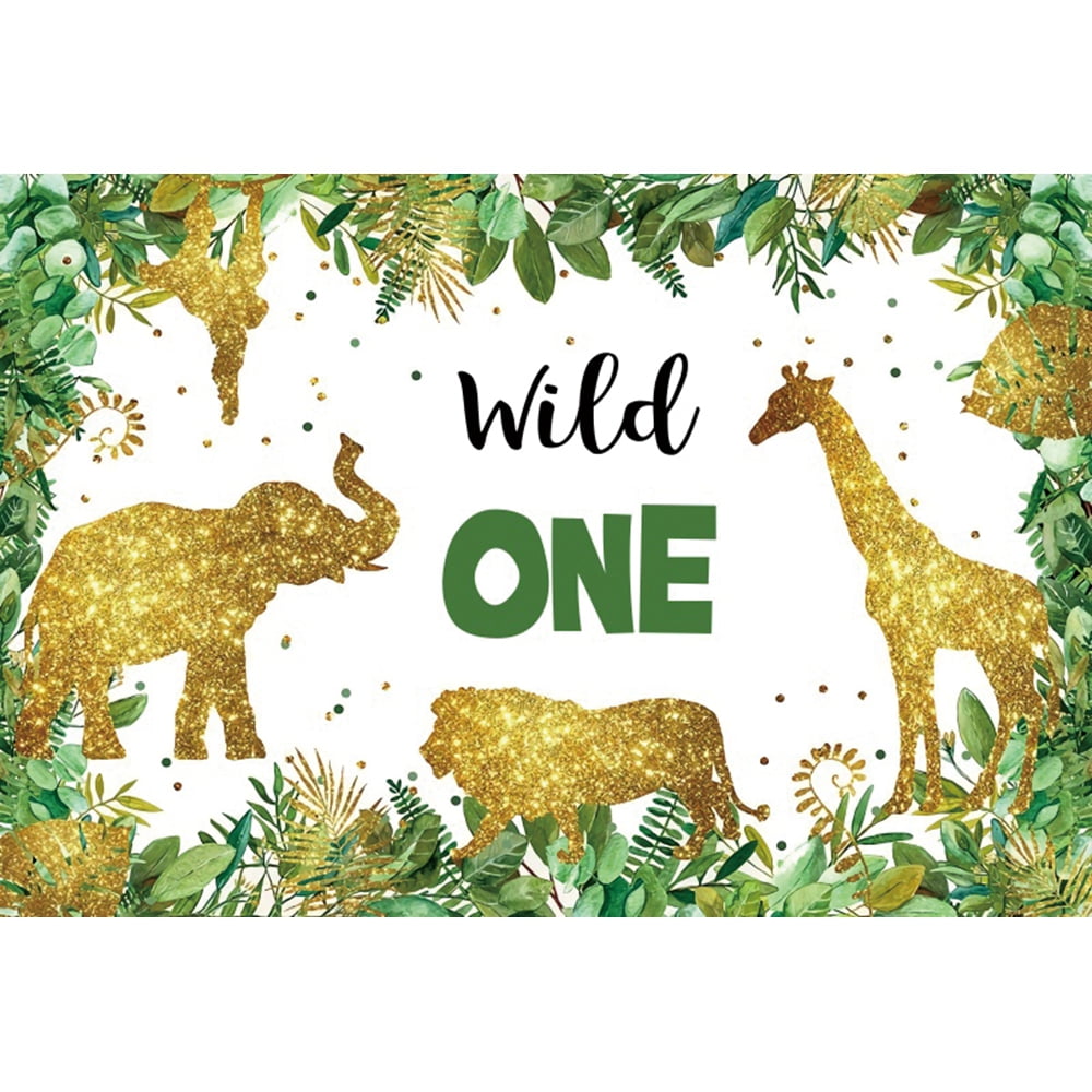 Jungle Safari Wild One Backdrop Tropical Forest Animal Custom Birthday ...