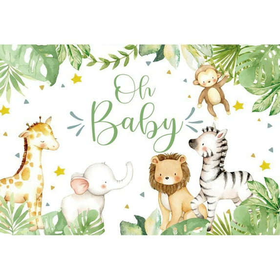 Jungle Safari Wild One Backdrop Tropical Forest Animal Custom Birthday ...