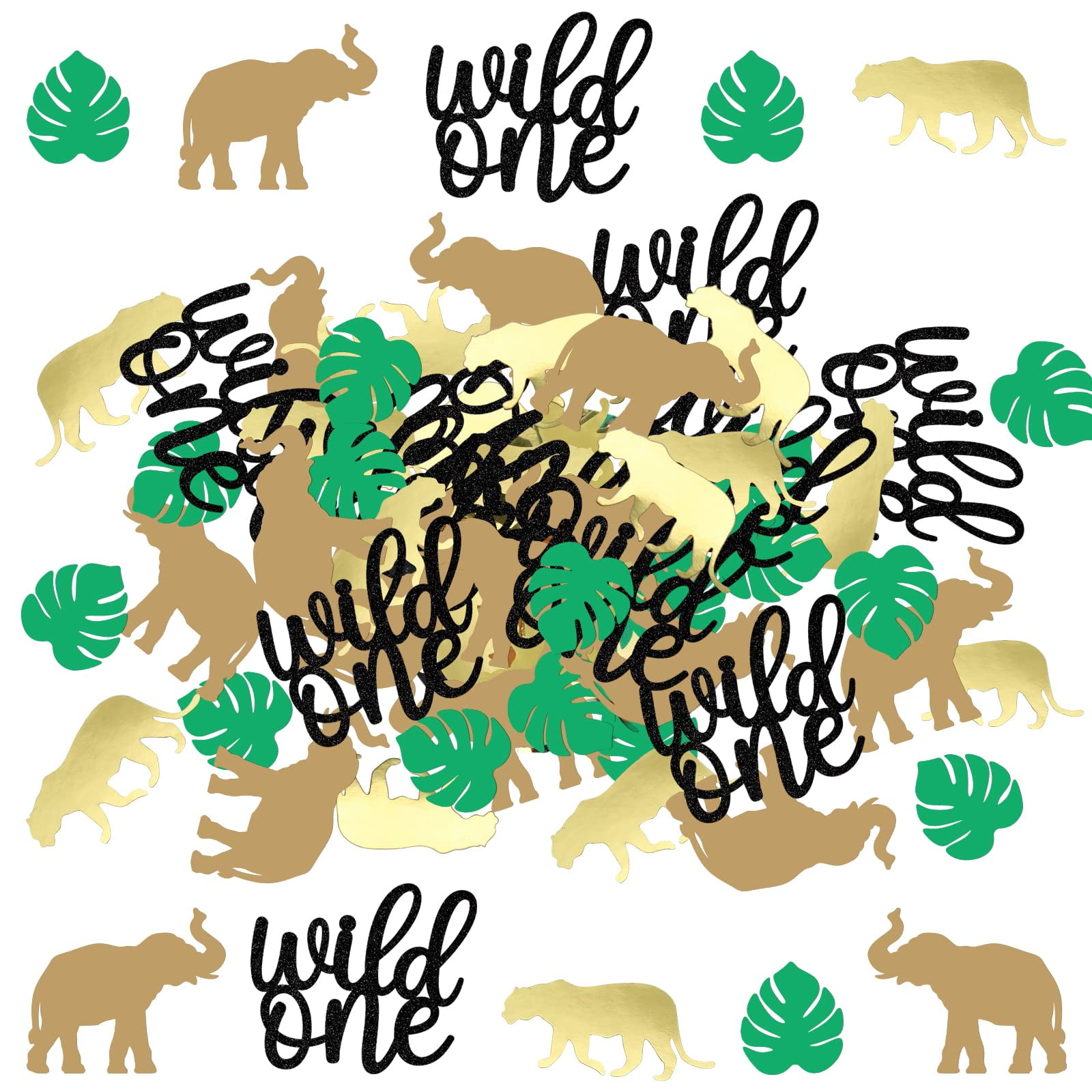 Jungle Safari Wild One Confetti, Tropical Leaf, Animal Confetti, First ...