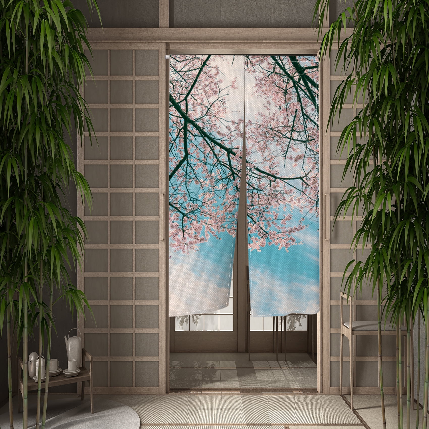Jungle Sky Flower Door Curtain Corridor Kitchen Bedroom Porch Partition ...
