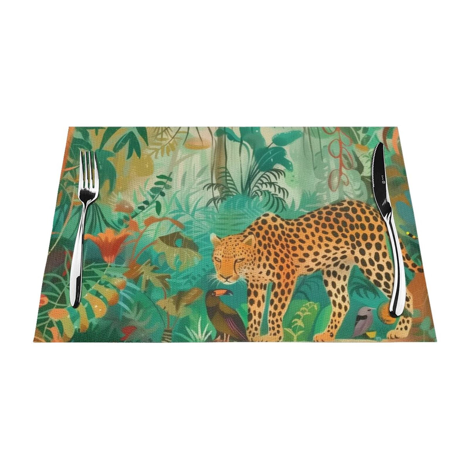 Jungle with Spotted mat, heat-resistant dining table mat, washable PVC ...