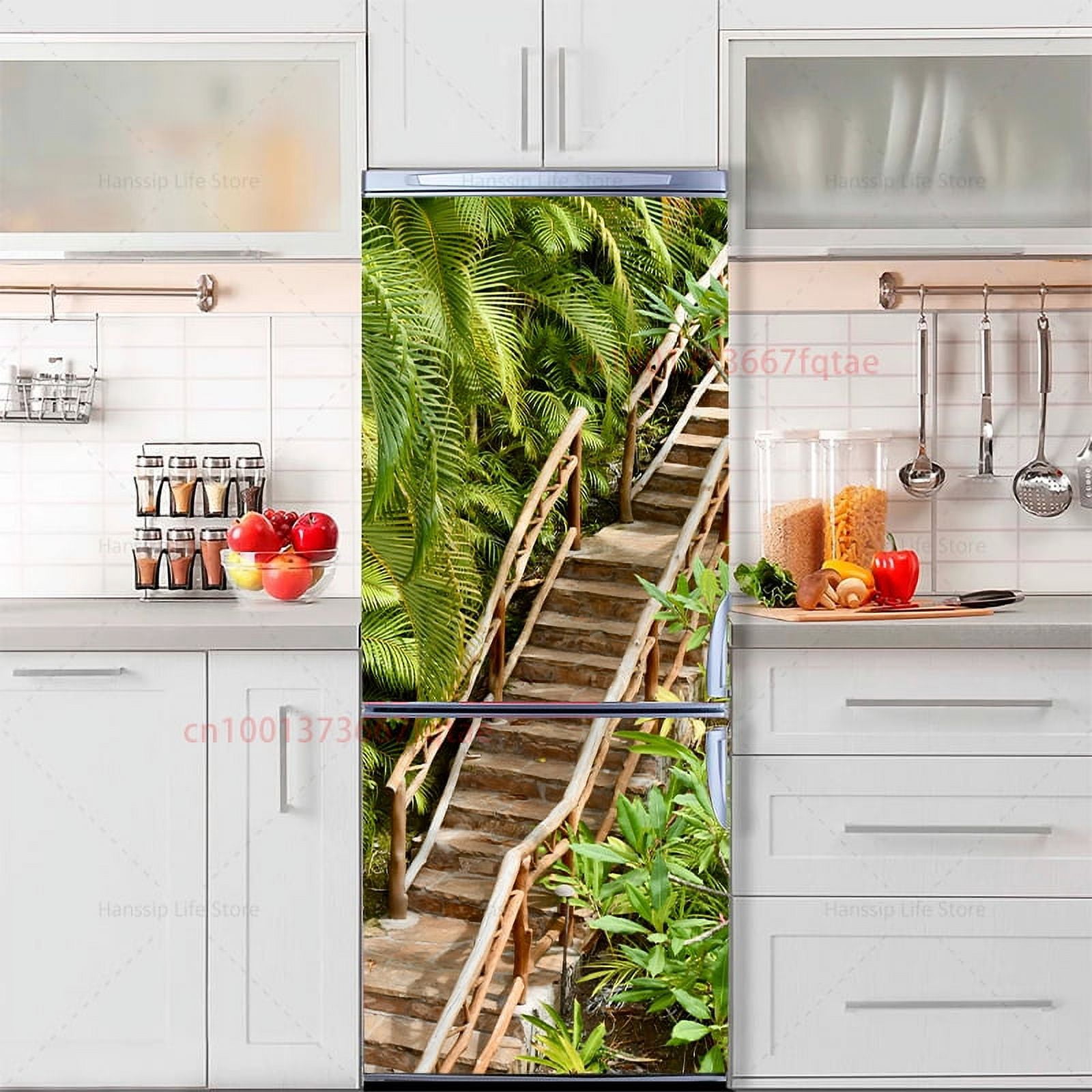 Jungle Stairway Mural Fridge Door Wrap Cover Kitchen Waterproof PVC ...