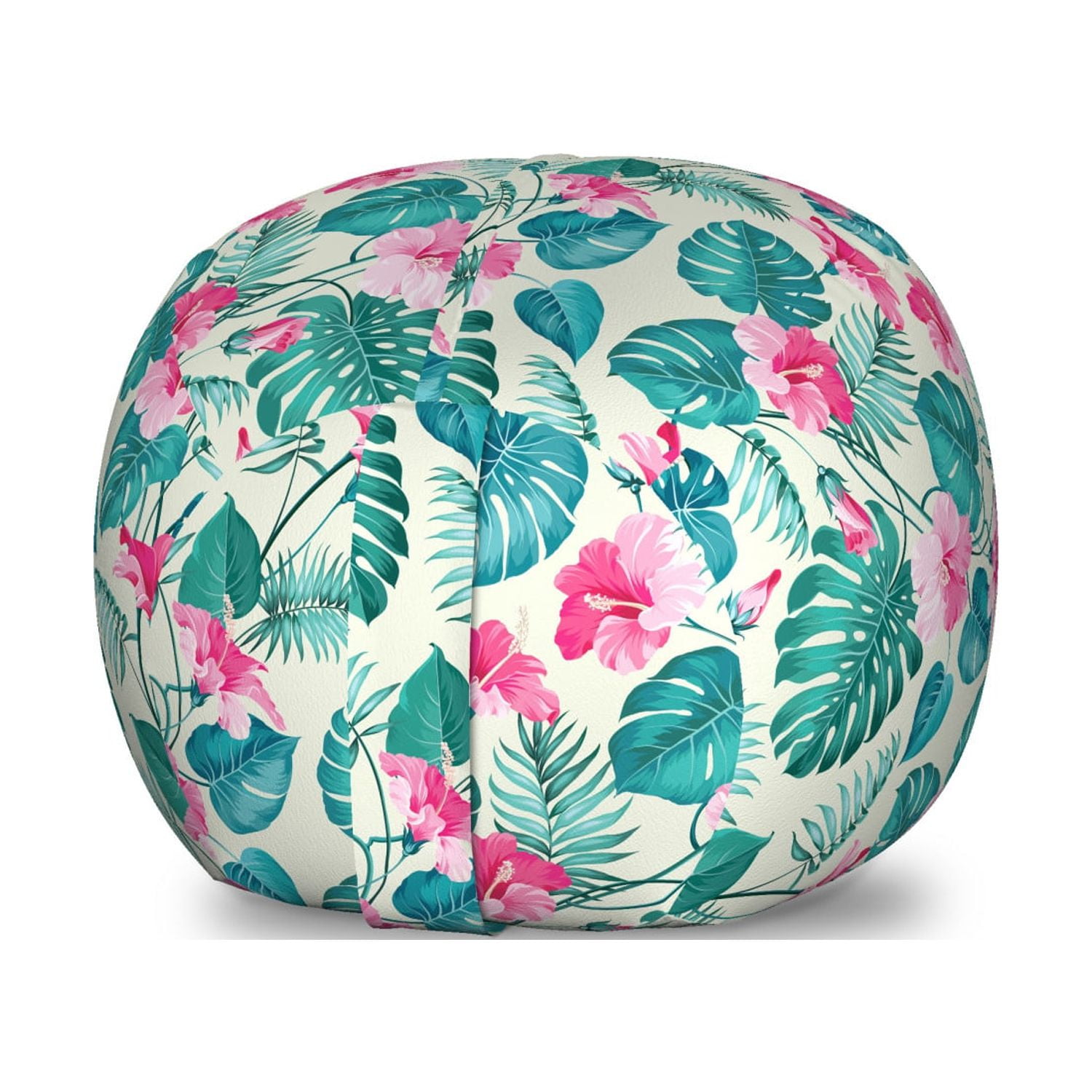 Jungle Storage Toy Bag Chair, Monstera and Palm Foliage with Blooming ...