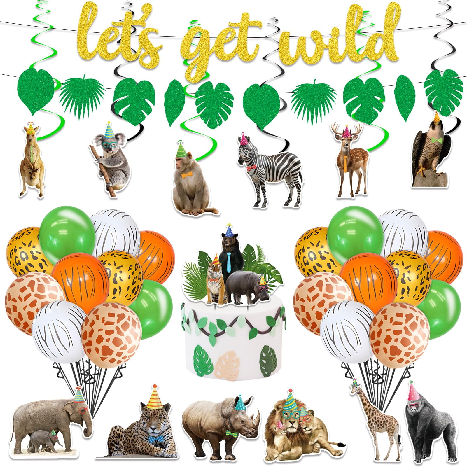 Jungle TMH1 Theme Party Decorations for Boys Girls, Safari Animals ...