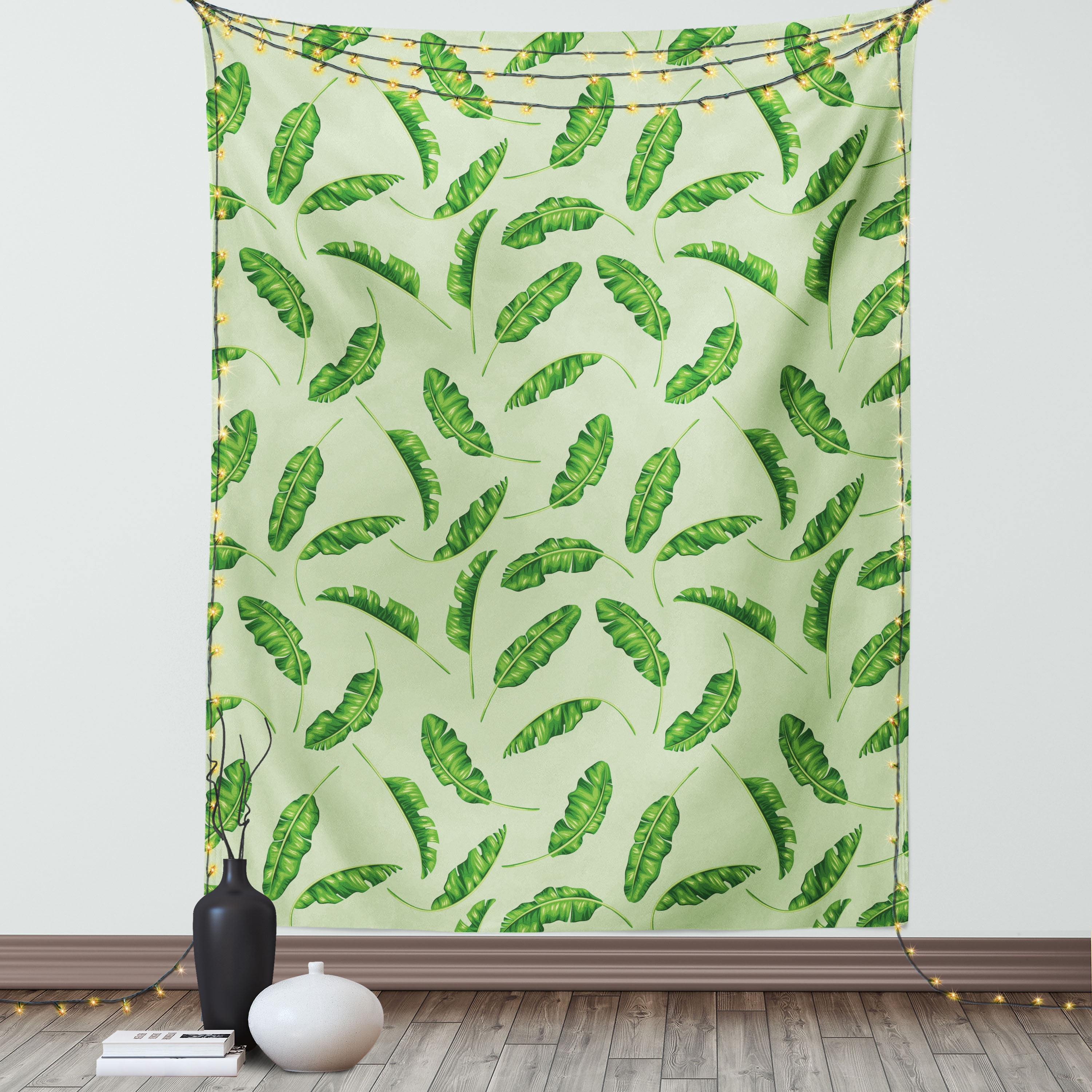Jungle Tapestry, Palm Leaves Oceanic Climate Theme Florets Rainforest ...