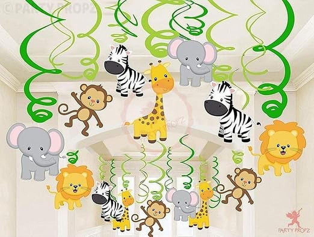 Jungle Theme Decoration Swirls Hanging - 12Pcs Set For Safari Birthday ...