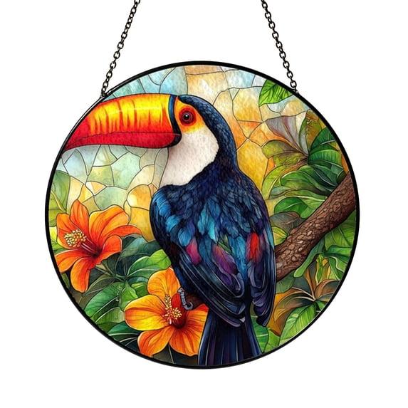 Jungle Toucan Window Art – Faux Stained Glass - Walmart.com