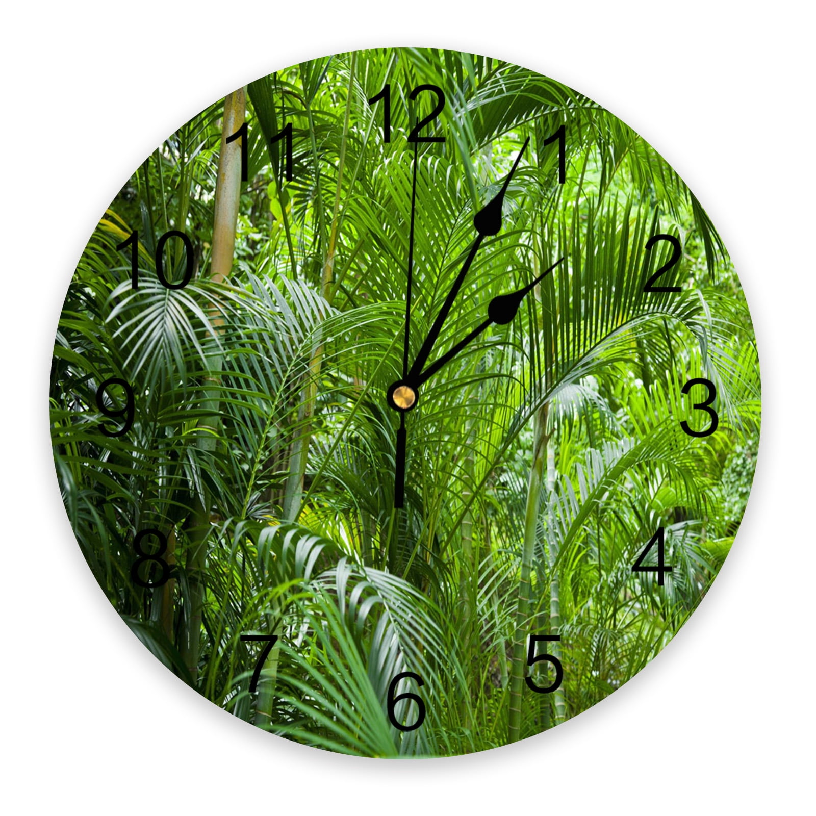 Jungle Trees Green Plants PVC Wall Clock Modern Design Living Room ...