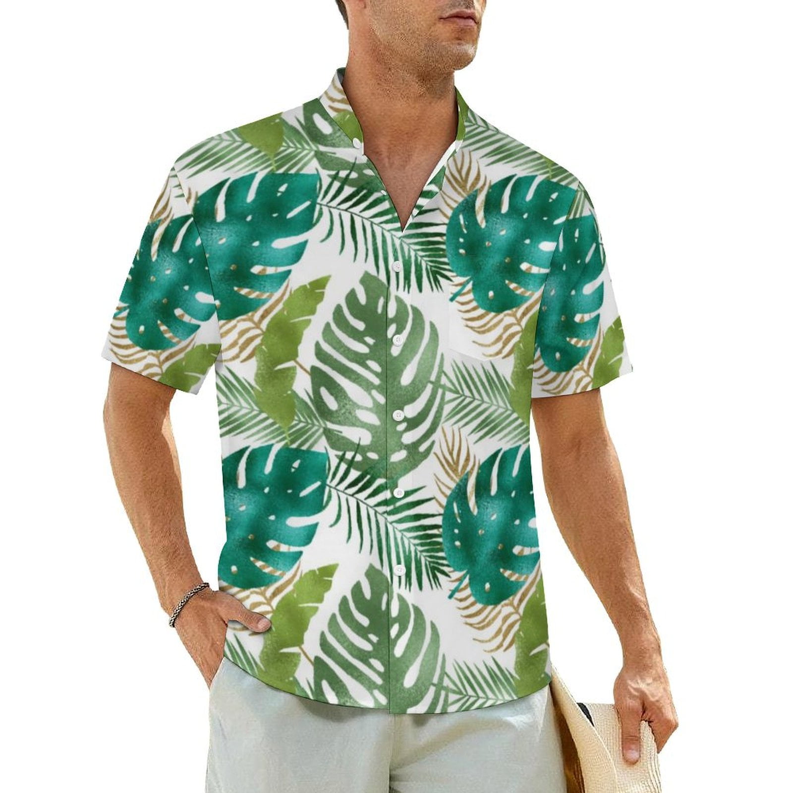 Jungle Tropical Leaf Vacation Shirt Male Bird Print Trendy Casual ...