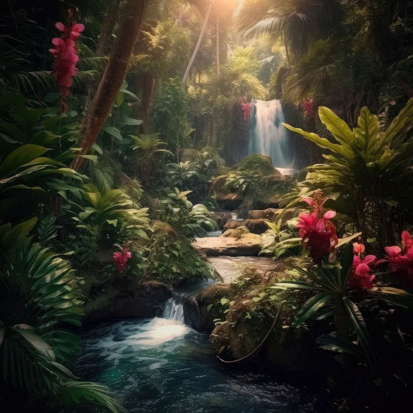 Jungle Waterfall Wonderland Adult Birthday Wedding Maternity Portrait r ...