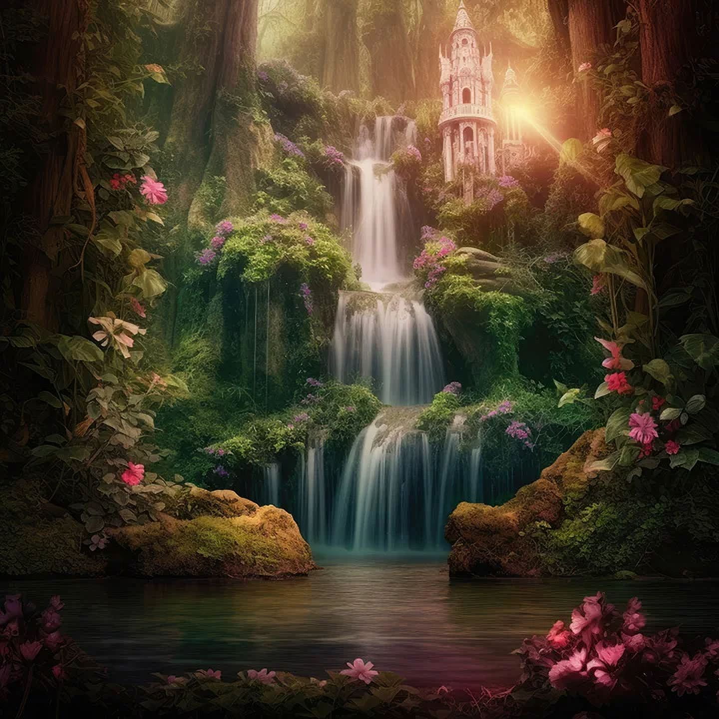 Jungle Waterfall Wonderland Adult Birthday Wedding Maternity Portrait r ...