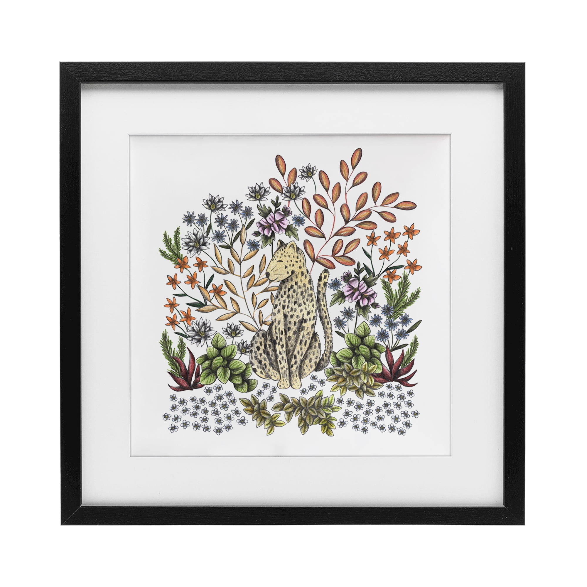 Jungle Wildlife Leopard Black Framed Print Under Glass, design by ...