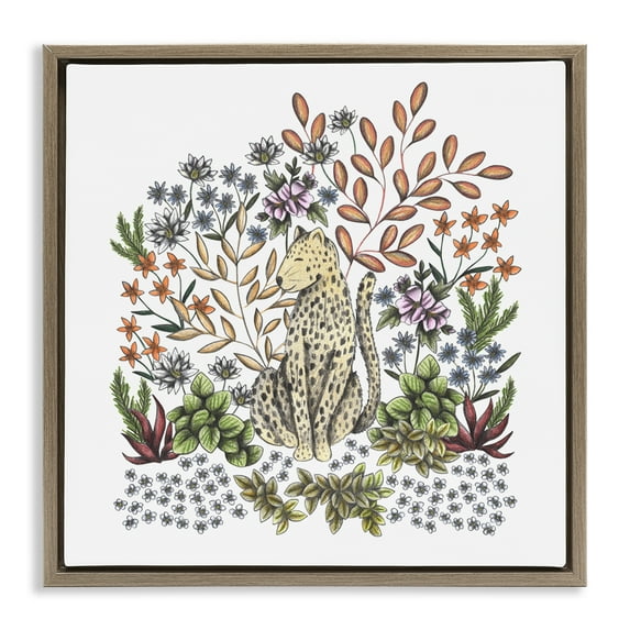 Jungle Wildlife Leopard Brown Framed Floater Canvas Wall Art, design by ...