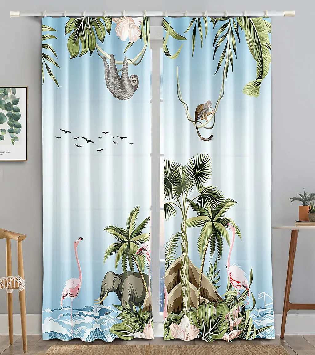 Jungle Wildlife World Animal Window Curtain for Bedroom Living Room ...