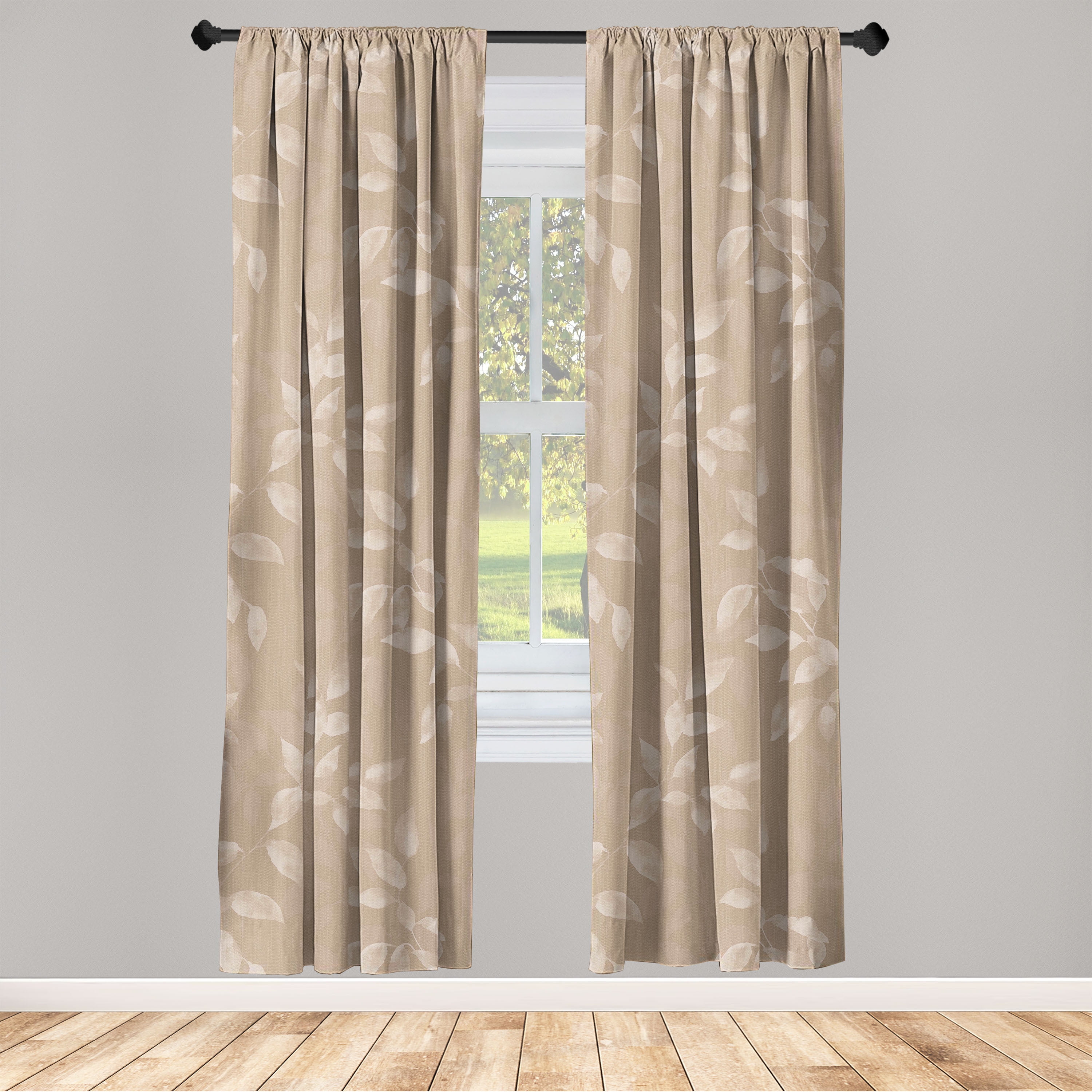 Jungle Window Curtains, Minimalist Style Nature Inspired Leaf Shade ...
