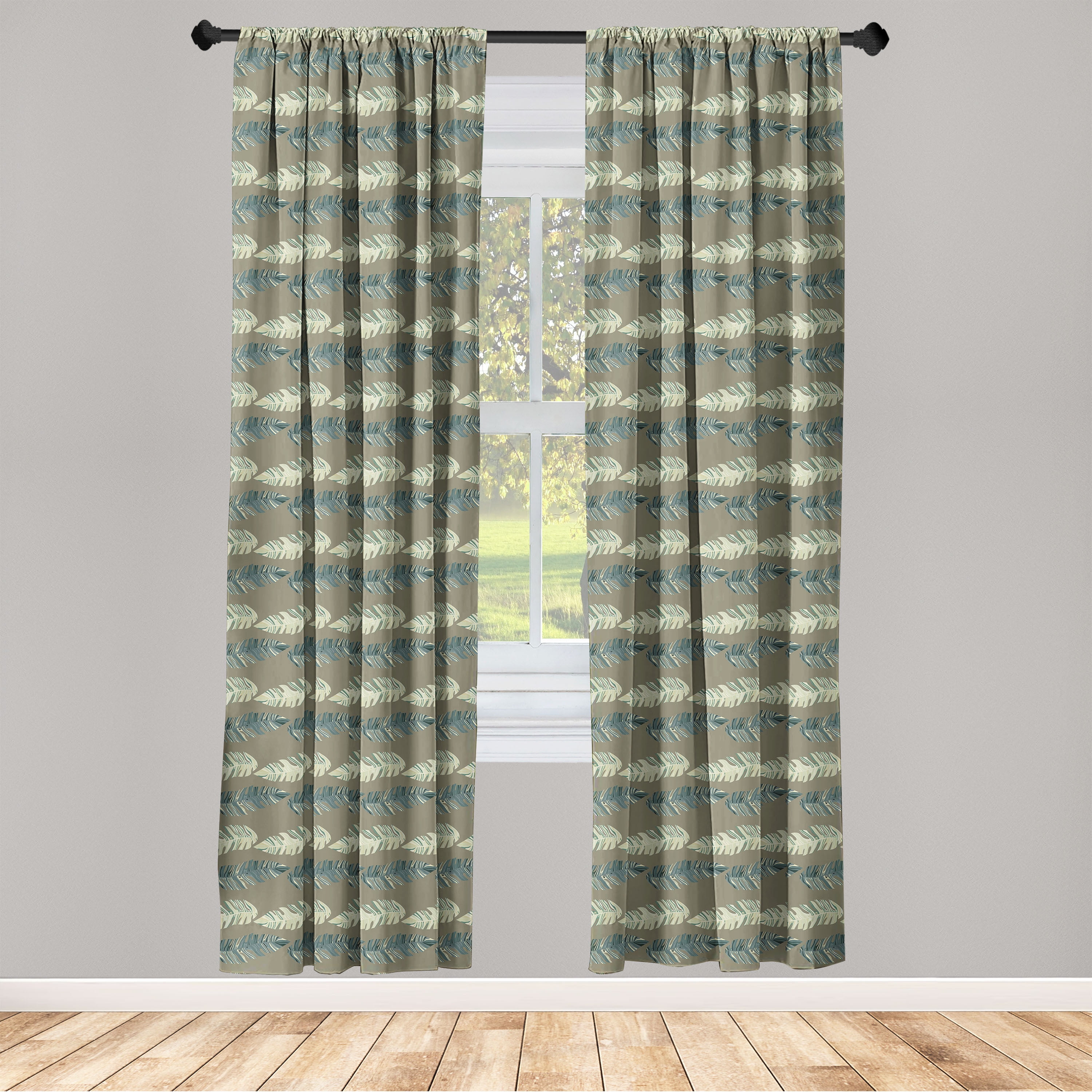Jungle Window Curtains, Tropical Atmosphere Inspired Forest Leaf ...