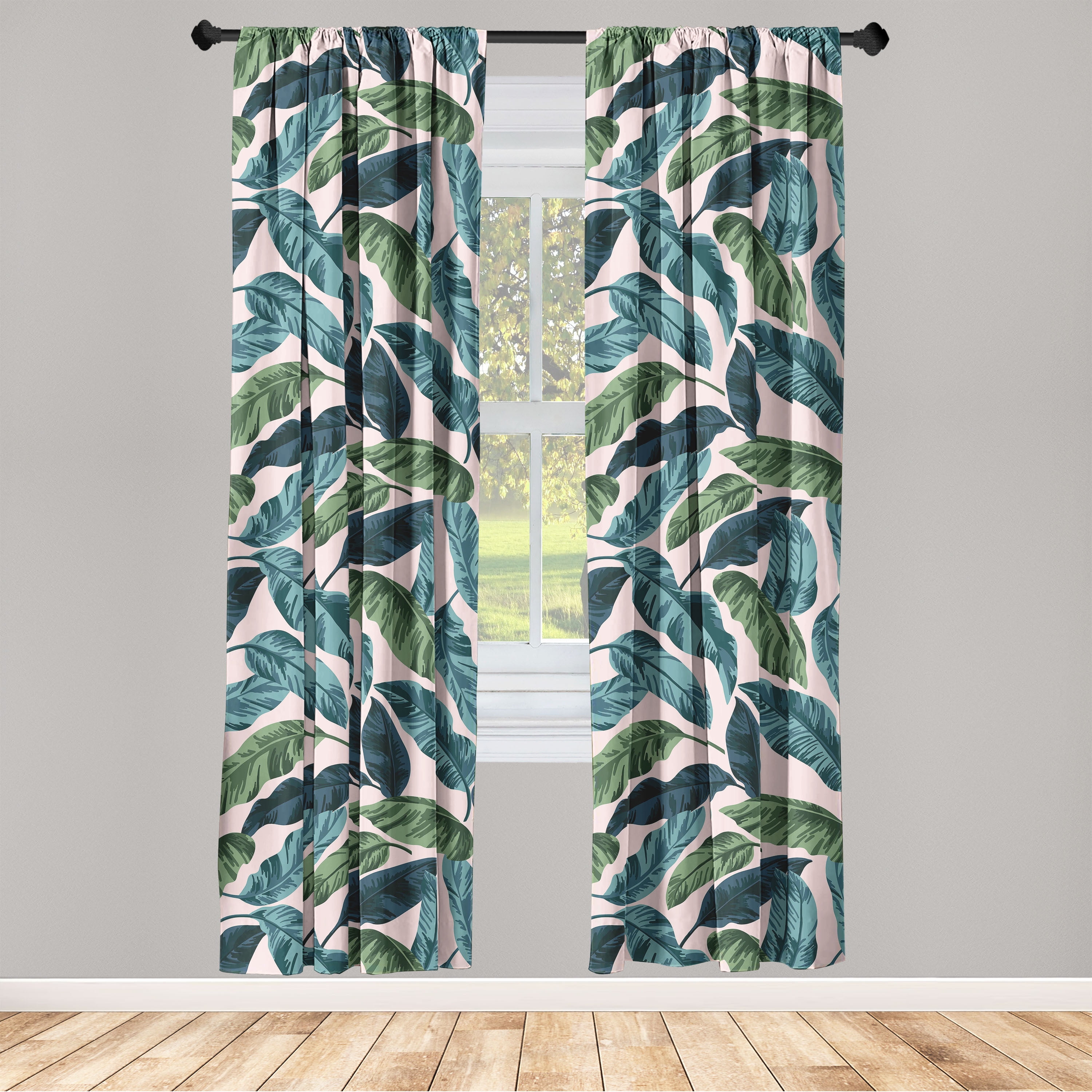 Jungle Window Curtains, Tropical Theme Hawaiian Style Exotic Forest ...